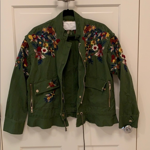 Zara | Jackets & Coats | Zara Floral Military Jacket | Poshmark